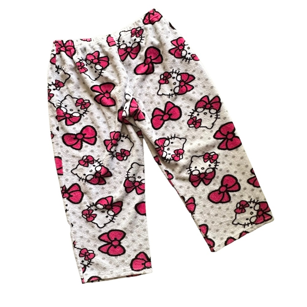 2015 Hello Kitty Sanrio Bow Print Plush Fuzzy Pajama … - Gem